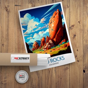 Red Rocks Colorado Travel Poster Colorado Wall Decor Red Rocks Art ...