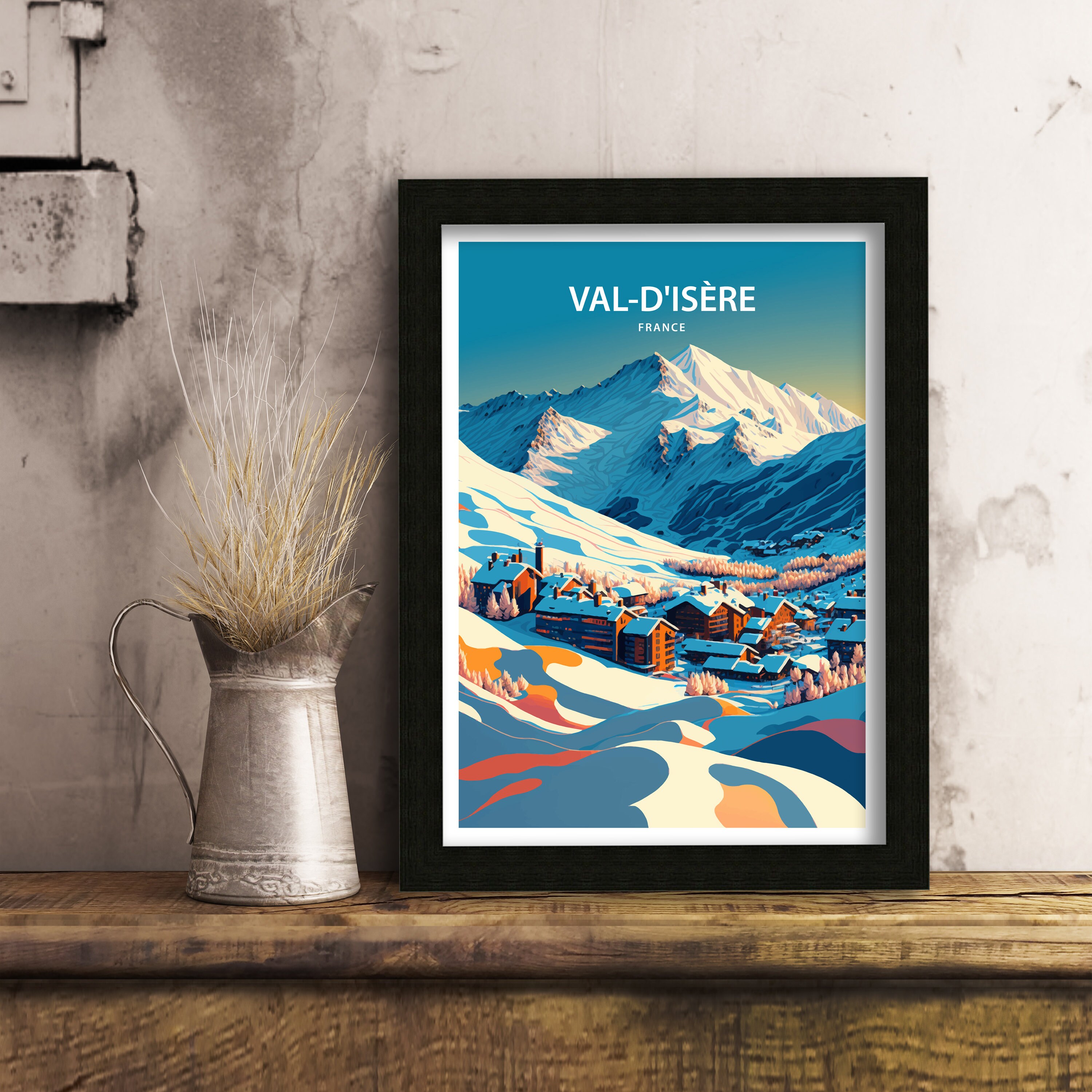 Val D'isere Travel Print | Ski Poster| Travel Poster| Ski Print| Val Di ...
