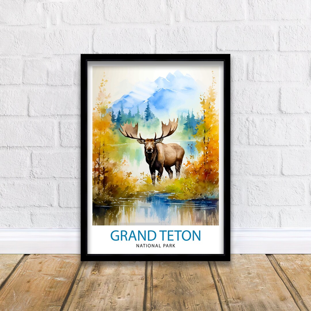 Grand Teton National Park Travel Print| Mountain Wall Art Wyoming Home ...