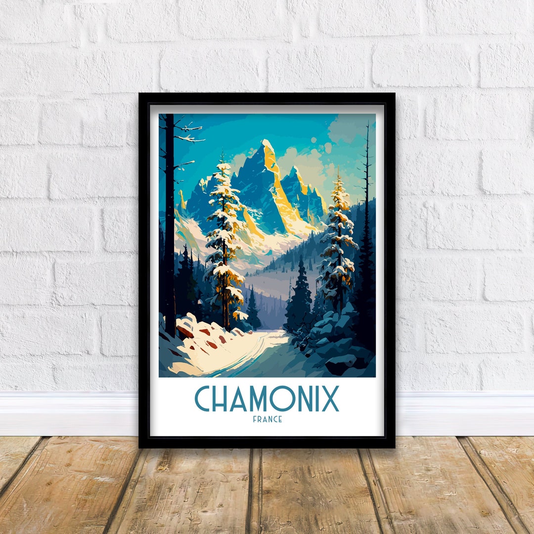 Chamonix Travel Print Ski Poster Chamonix Poster Skiing Travel Poster ...