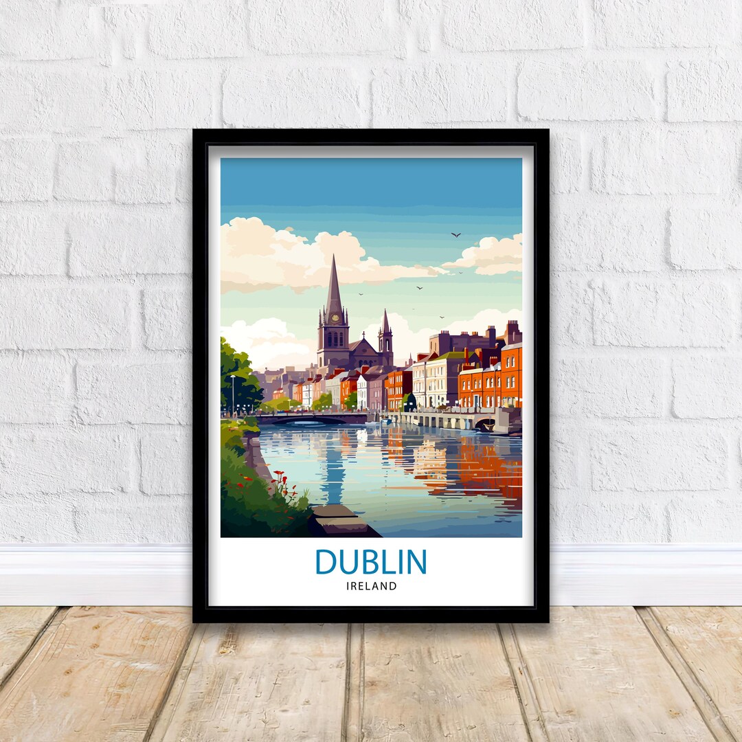 Dublin Ireland Cityscape Print Lively Temple Bar Scene Dublin Wall Art ...