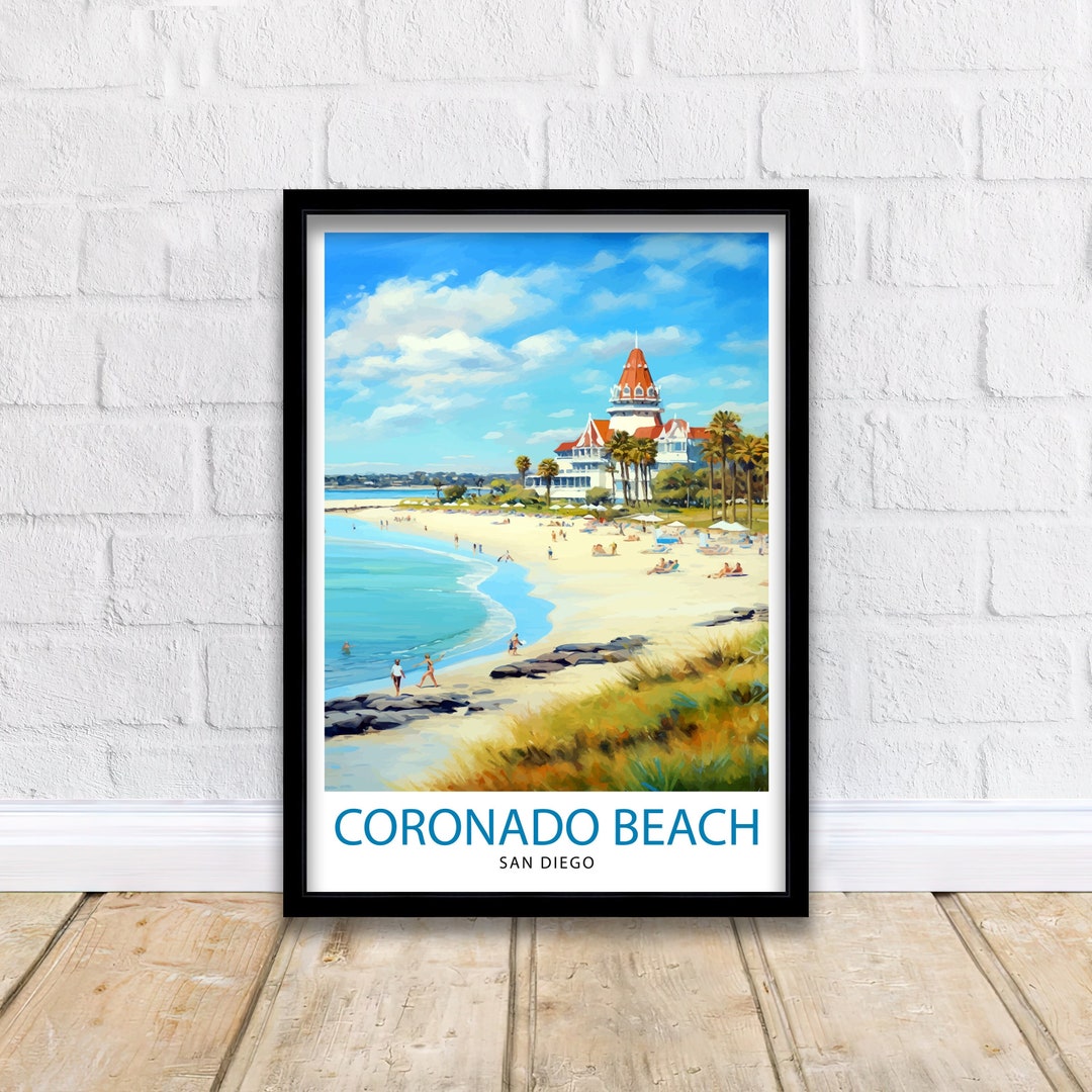 Coronado Beach California Travel Poster Sandy Shores Art Pacific Ocean ...