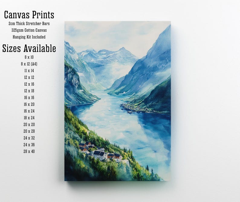 Geiranger Norway Watercolor Painting Scenic Fjord Art Geiranger Print ...