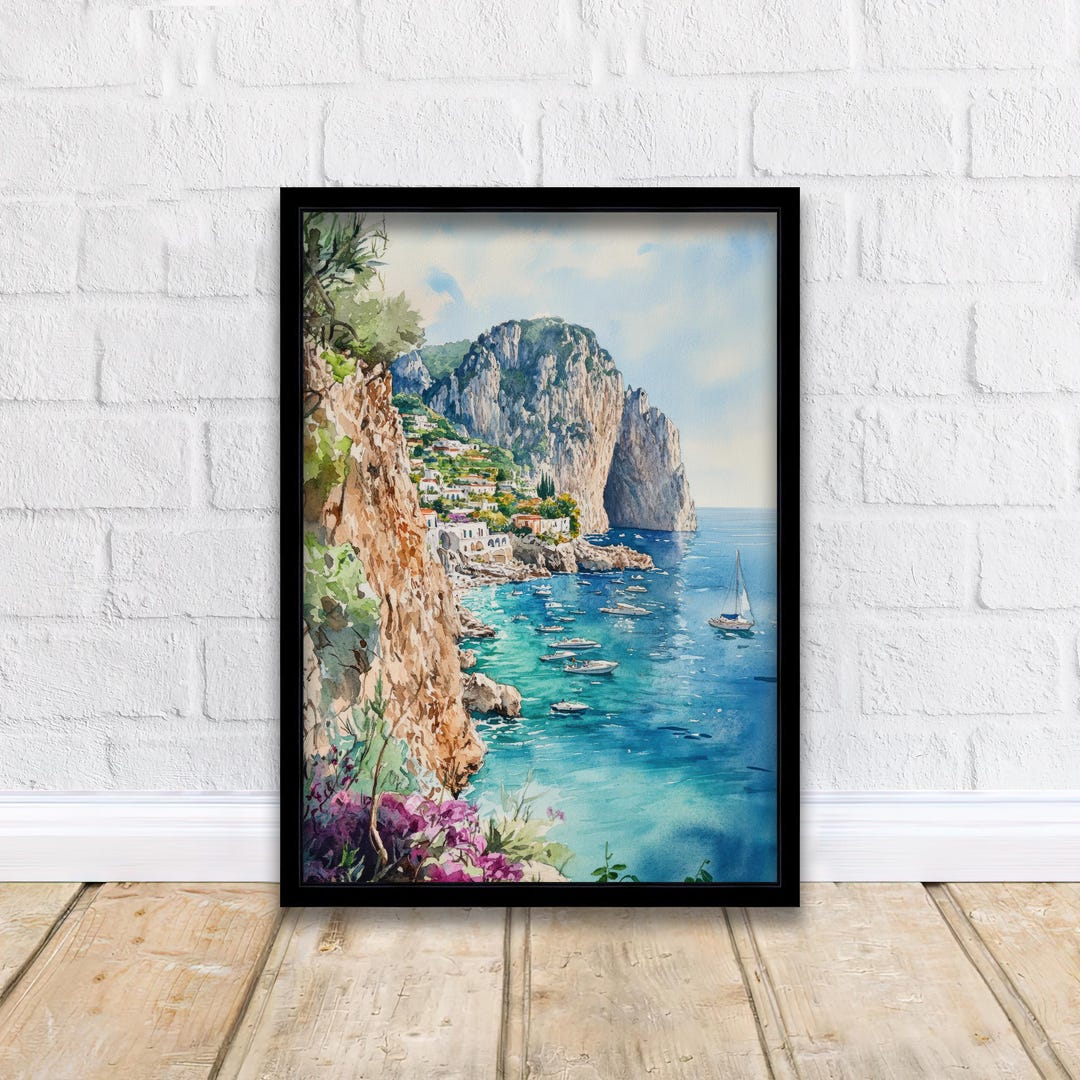 Capri Watercolor Painting Italian Island Art Capri Print Scenic ...