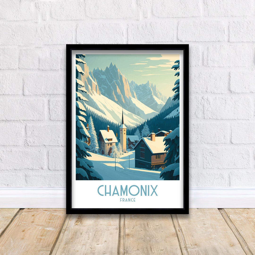 Chamonix Travel Print | Ski Poster | Chamonix Poster | Skiing | Travel ...