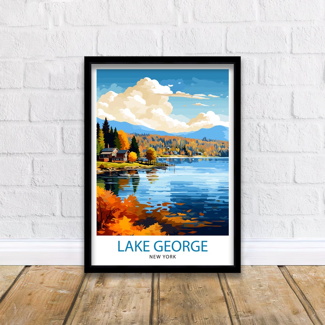 Lake George New York State Travel Print| Lake George Wall Decor Lake ...