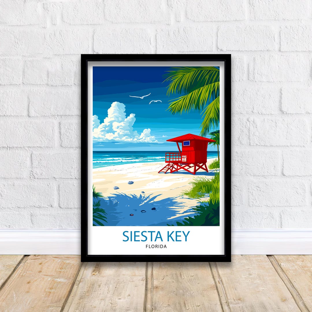 Siesta Key Travel Poster Florida Beach Art Siesta Key Print Scenic ...