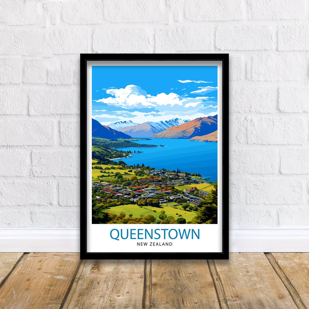 Queenstown New Zealand Print| Adventure Capital Poster Lake Wakatipu ...