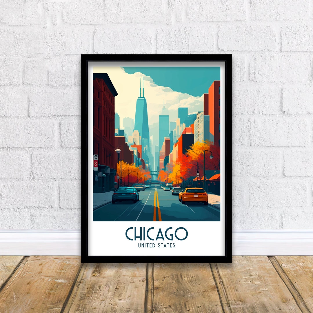 Chicago Travel Print Chicago Wall Decor Chicago Home Living Decor ...