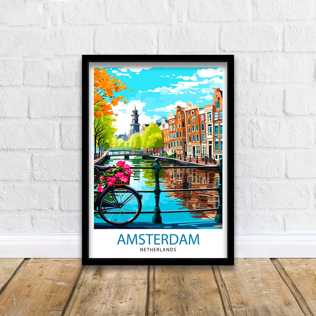 Amsterdam Travel Print Amsterdam Wall Art Amsterdam Cityscape ...