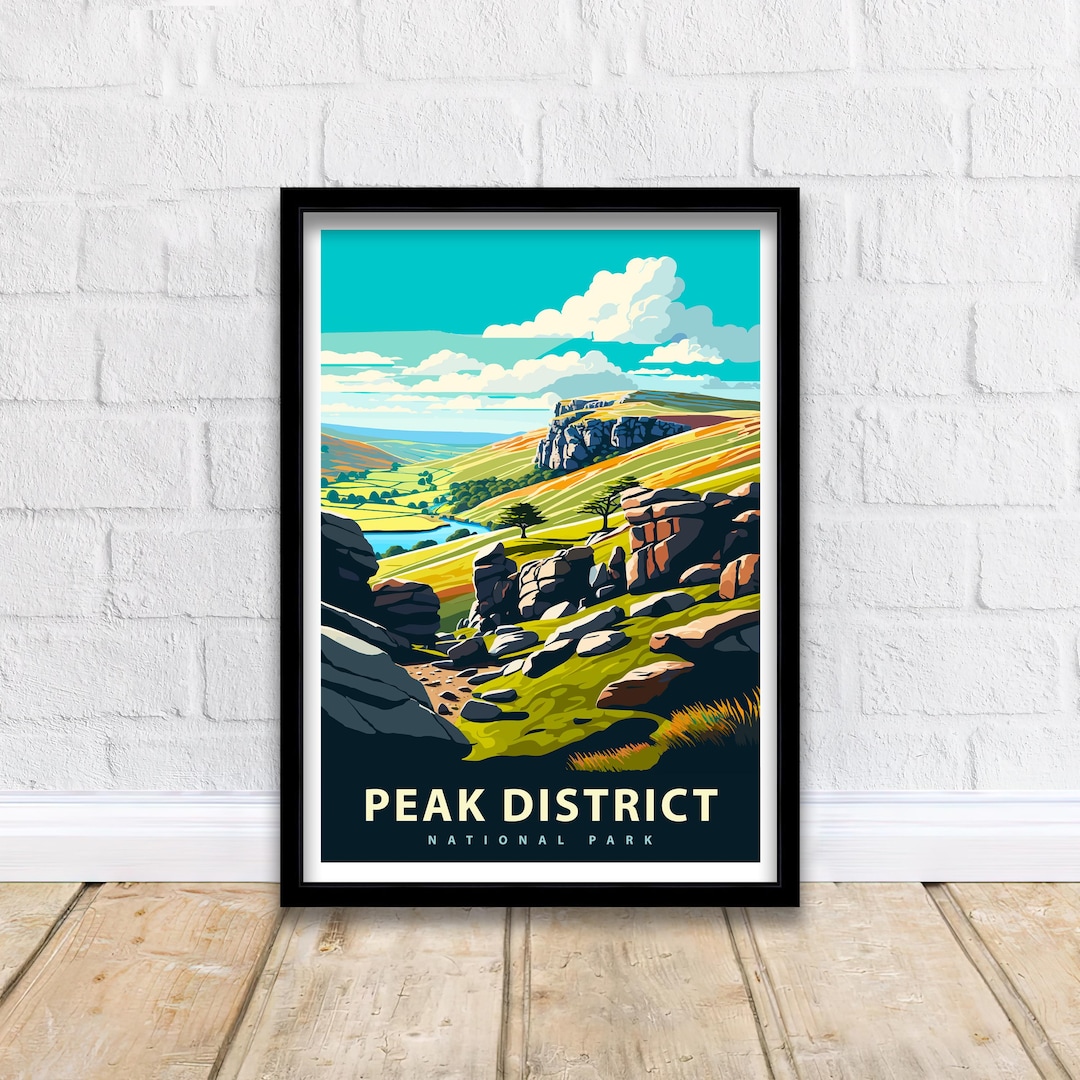 Peak District National Park Travel Poster UK Landscape Art Peak ...