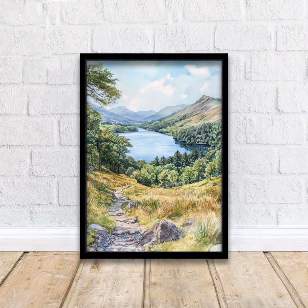 Coniston Water Lake District Watercolor Painting, Lake District ...