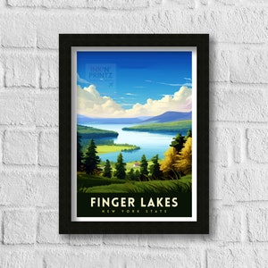 Finger Lakes New York State Travel Print| Finger Lakes Wall Decor ...