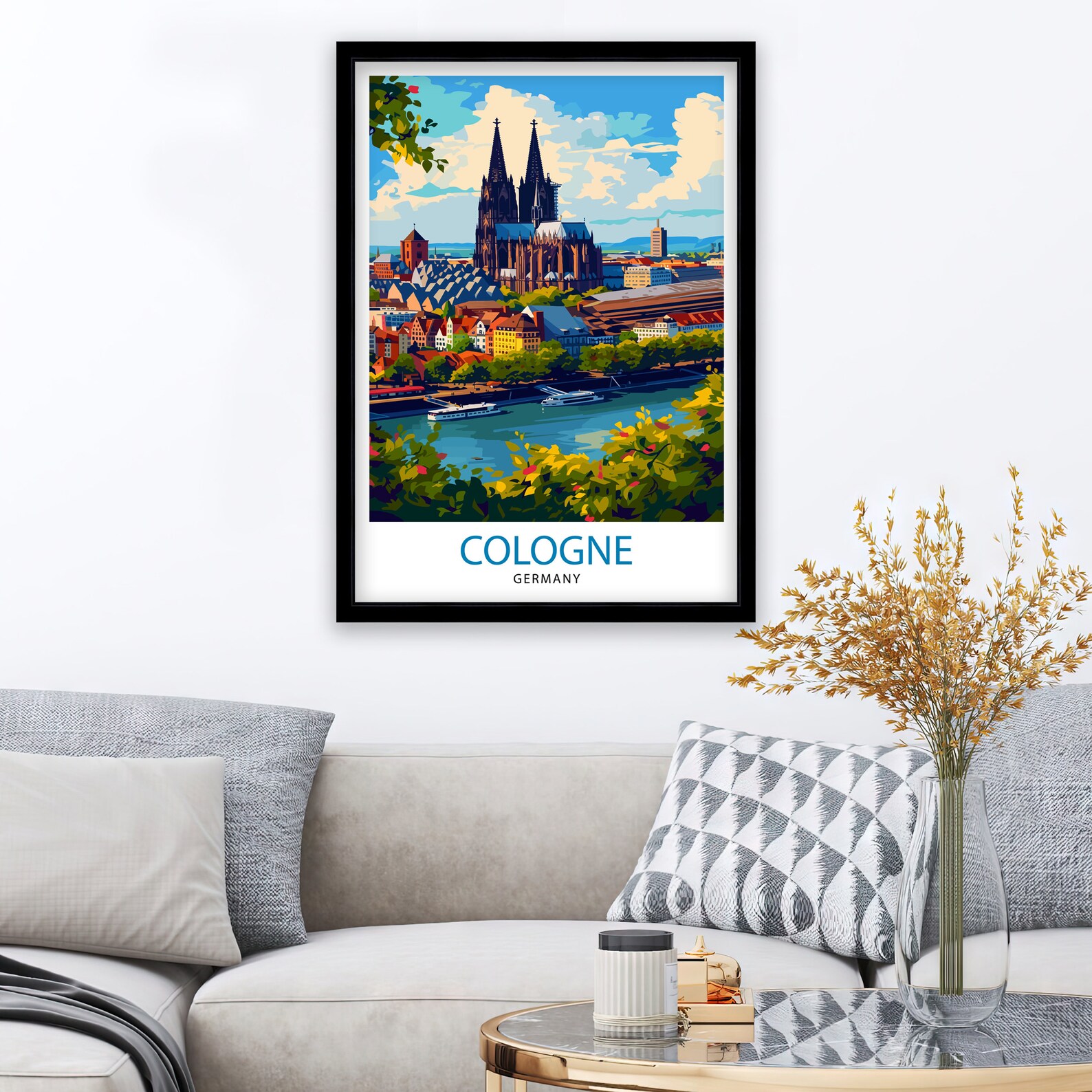 Cologne Germany Travel Print , Cologne Wall Decor, Cologne Home Living ...