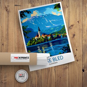 Lake Bled Slovenia Travel Poster Alpine Lake Art Bled Castle Print ...
