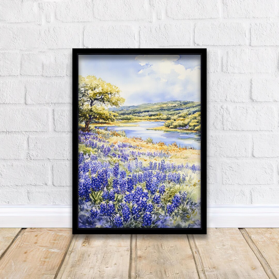 Texas Hill Country Watercolor Painting Texas Landscape Art Watercolor ...