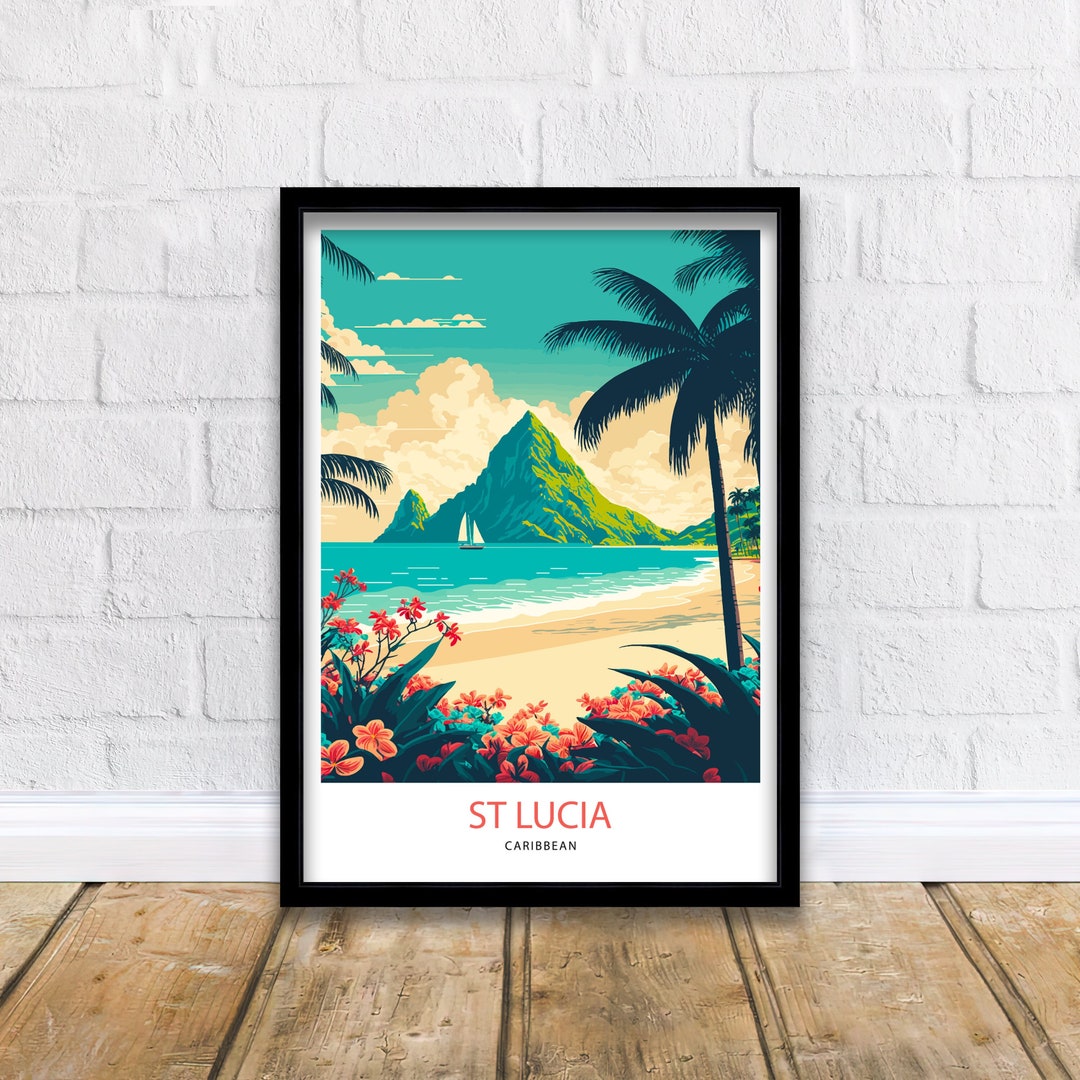 St Lucia Travel Print | Caribbean | St Lucia Print | St Lucia Art | St ...
