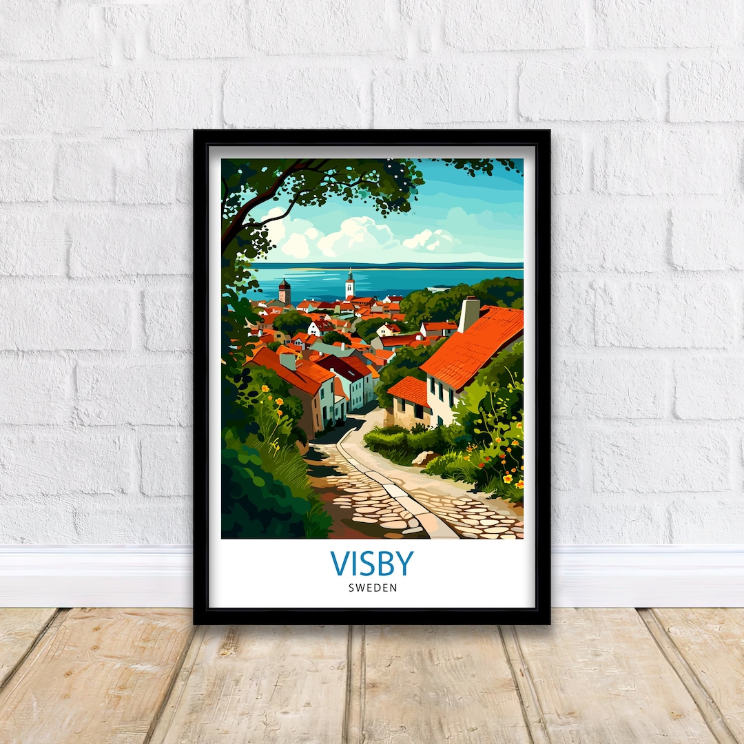 Visby Sweden Print Medieval Town Art Gotland Island Poster Historic ...
