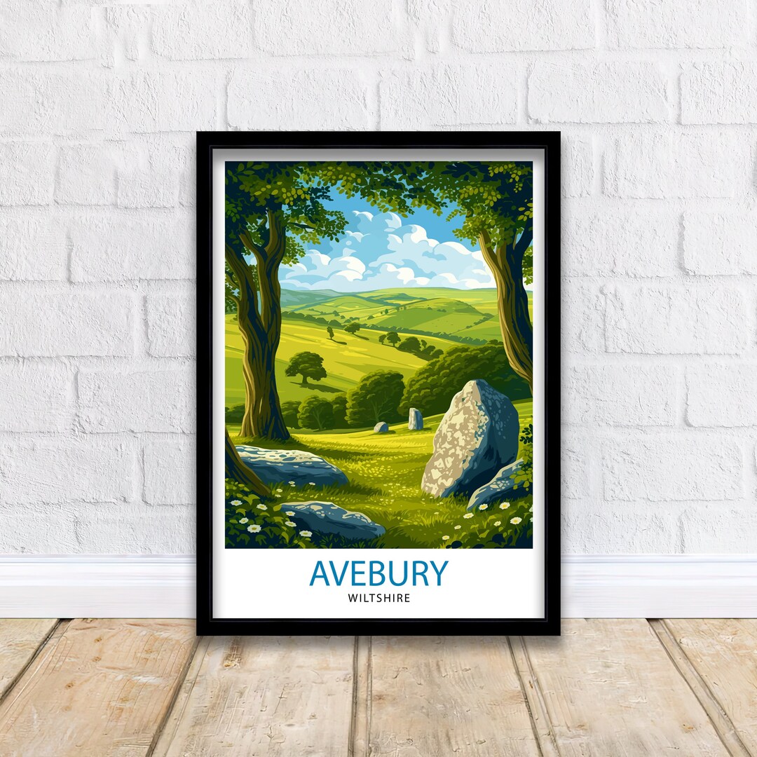Avebury Wiltshire Print Ancient Stone Circle Art Neolithic Monument ...