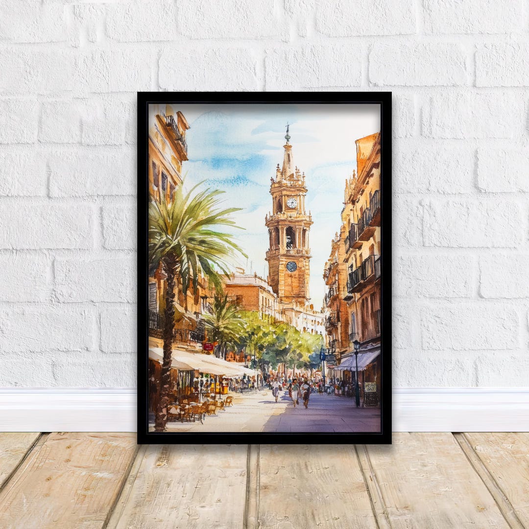 Valencia Watercolor Painting Spain City Art Valencia Print Scenic ...