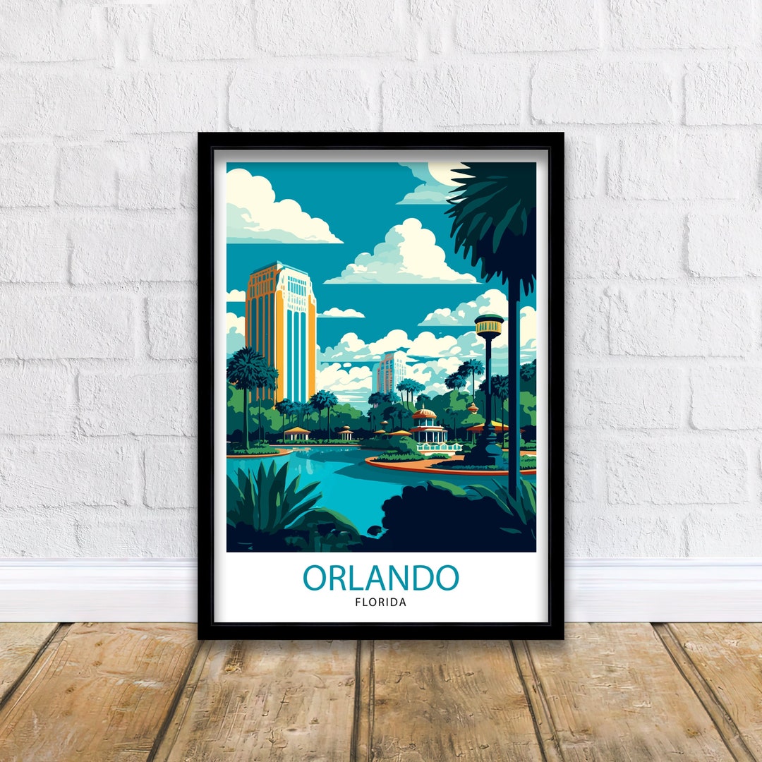 Orlando Florida Travel Print| Orlando Wall Decor Orlando Illustration ...