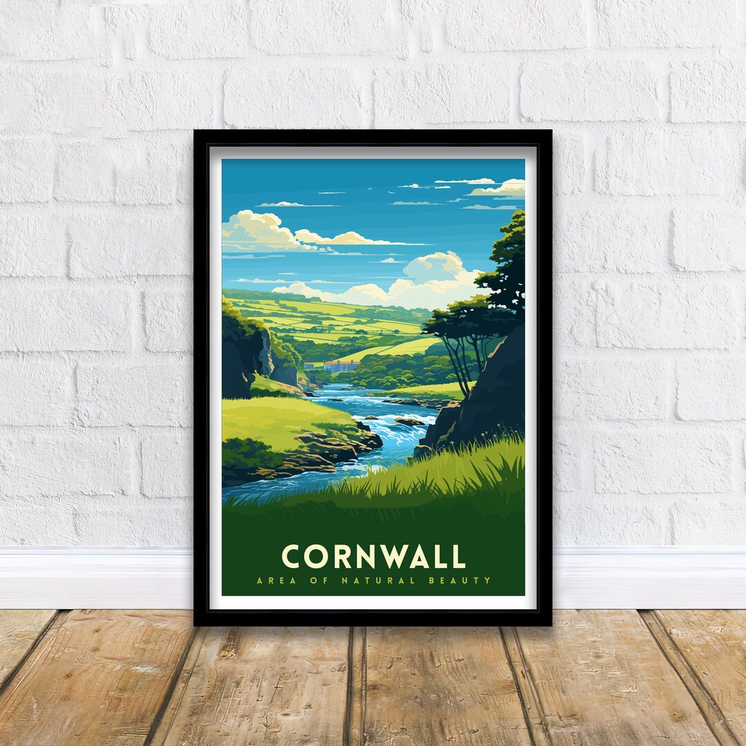 Cornwall AONB Print Stunning Cornish Coast Art Cornwall Landscape ...