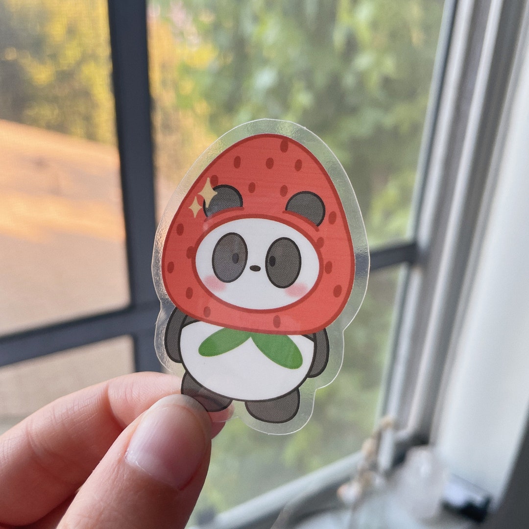 Straw-panda Clear Sticker - Etsy