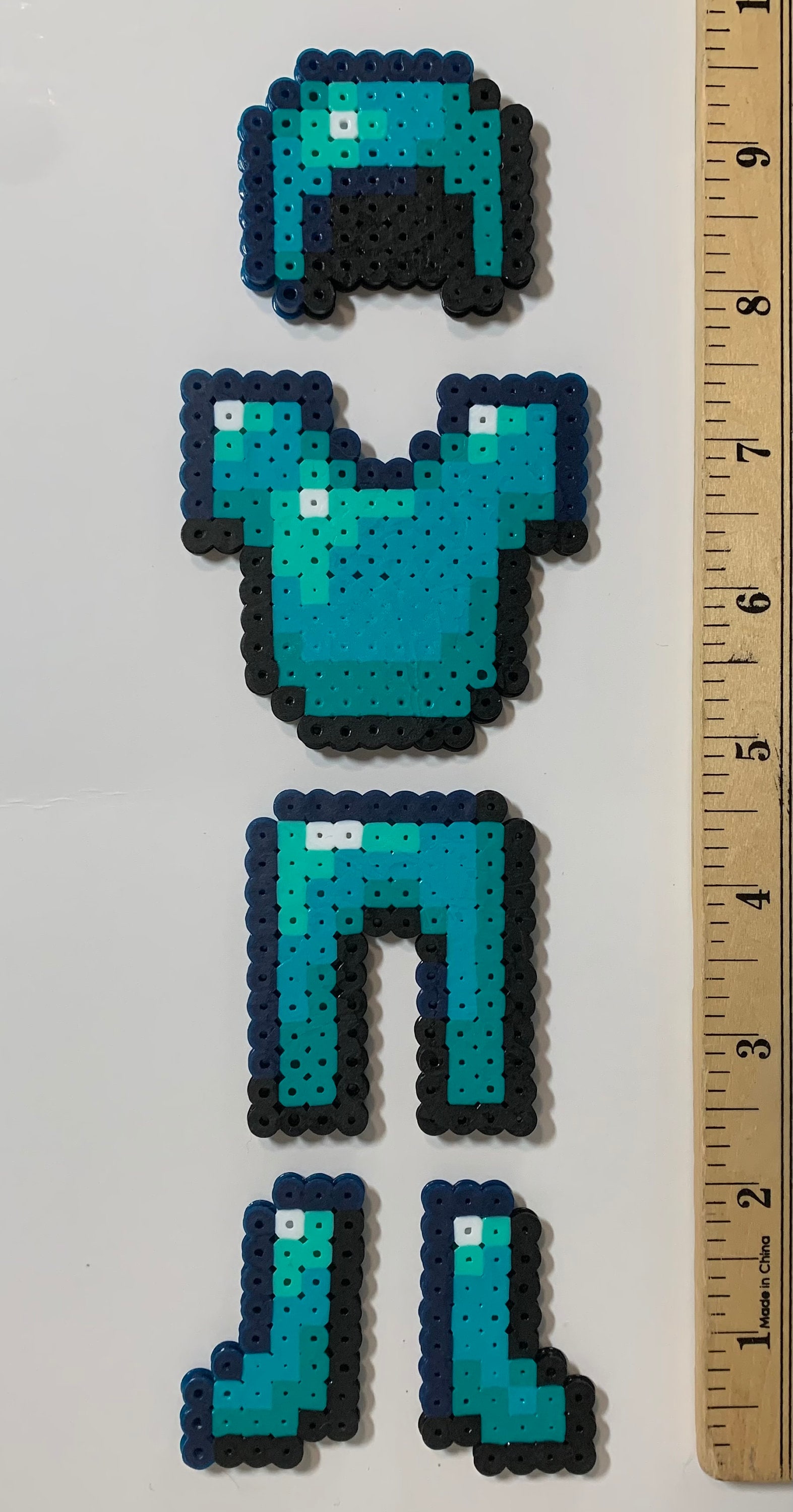 Minecraft Diamond Armor Set Perler Bead Creation Etsy Canada