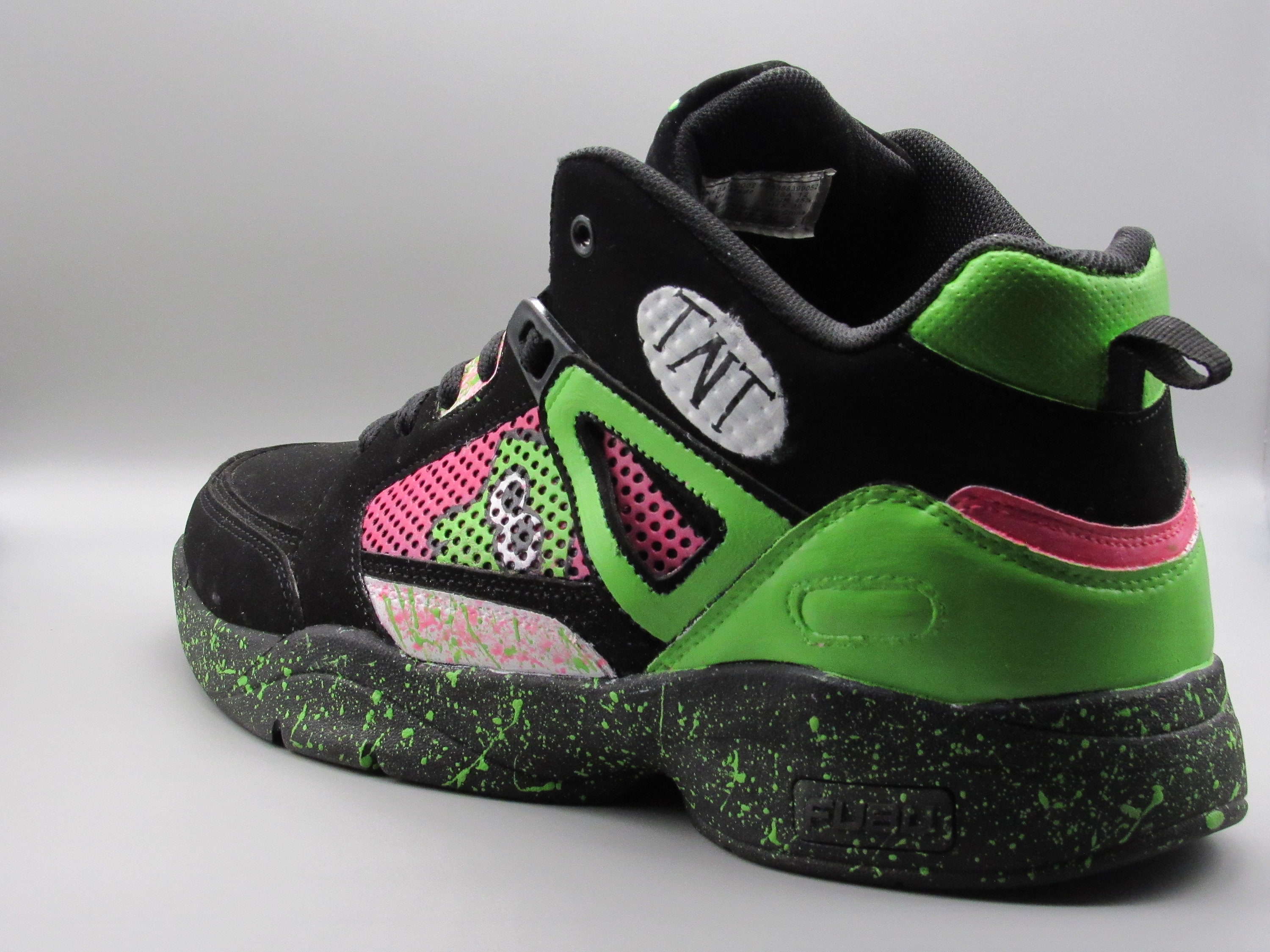 Custom Painted Black Fubu Men's Knight Basketball Shoes and Gray Fubu ...