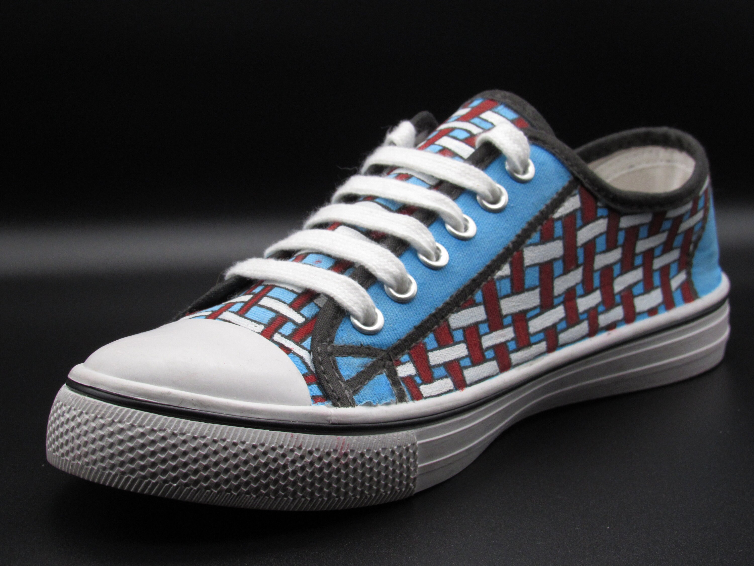 Hand Painted Womans Size 9 Woven Design Canvas Shoes - Etsy