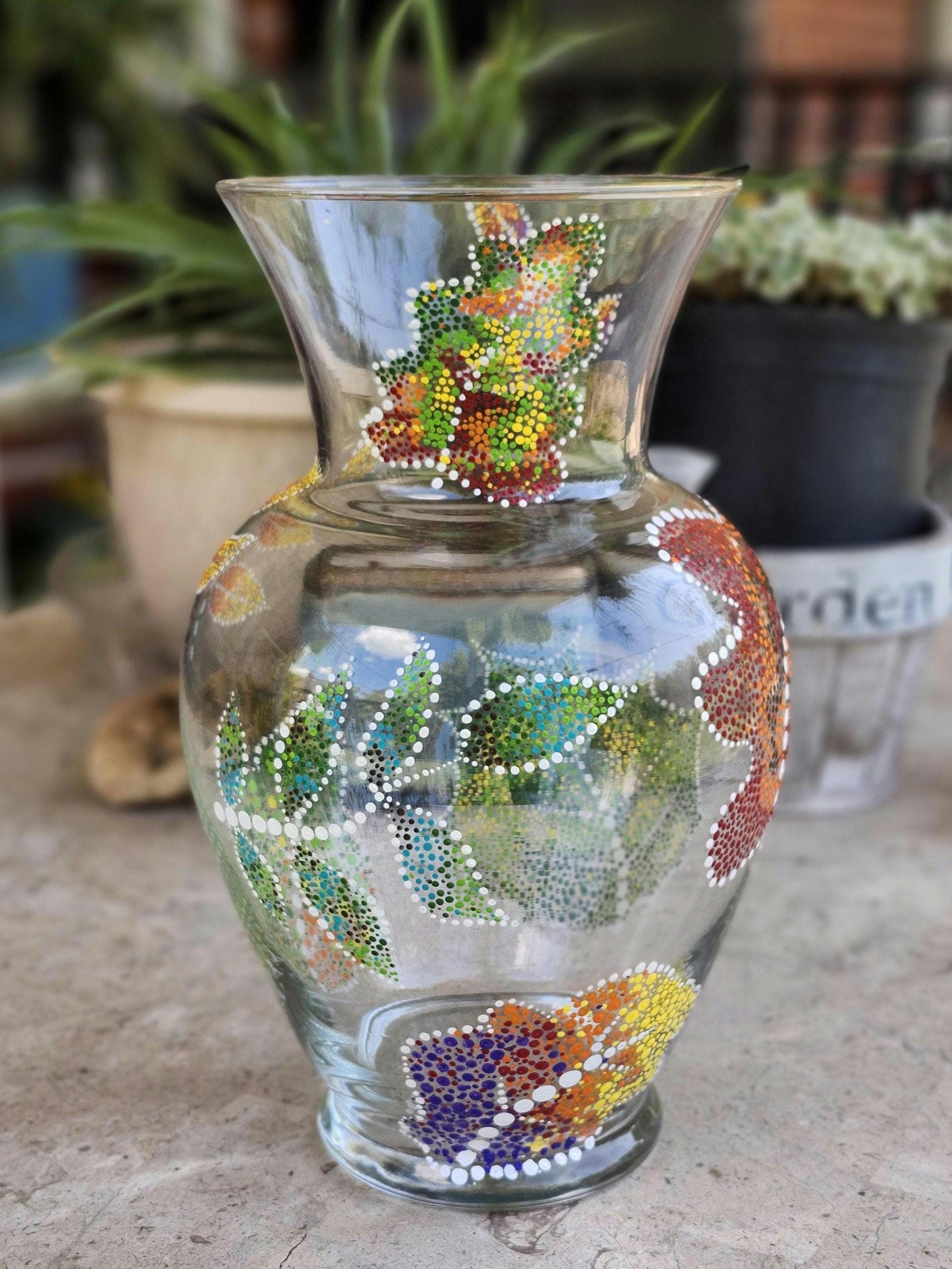 Glass Vase, Hand Painted, Fall Leaves, Fall Themed, 10.5inx5.5 In - Etsy