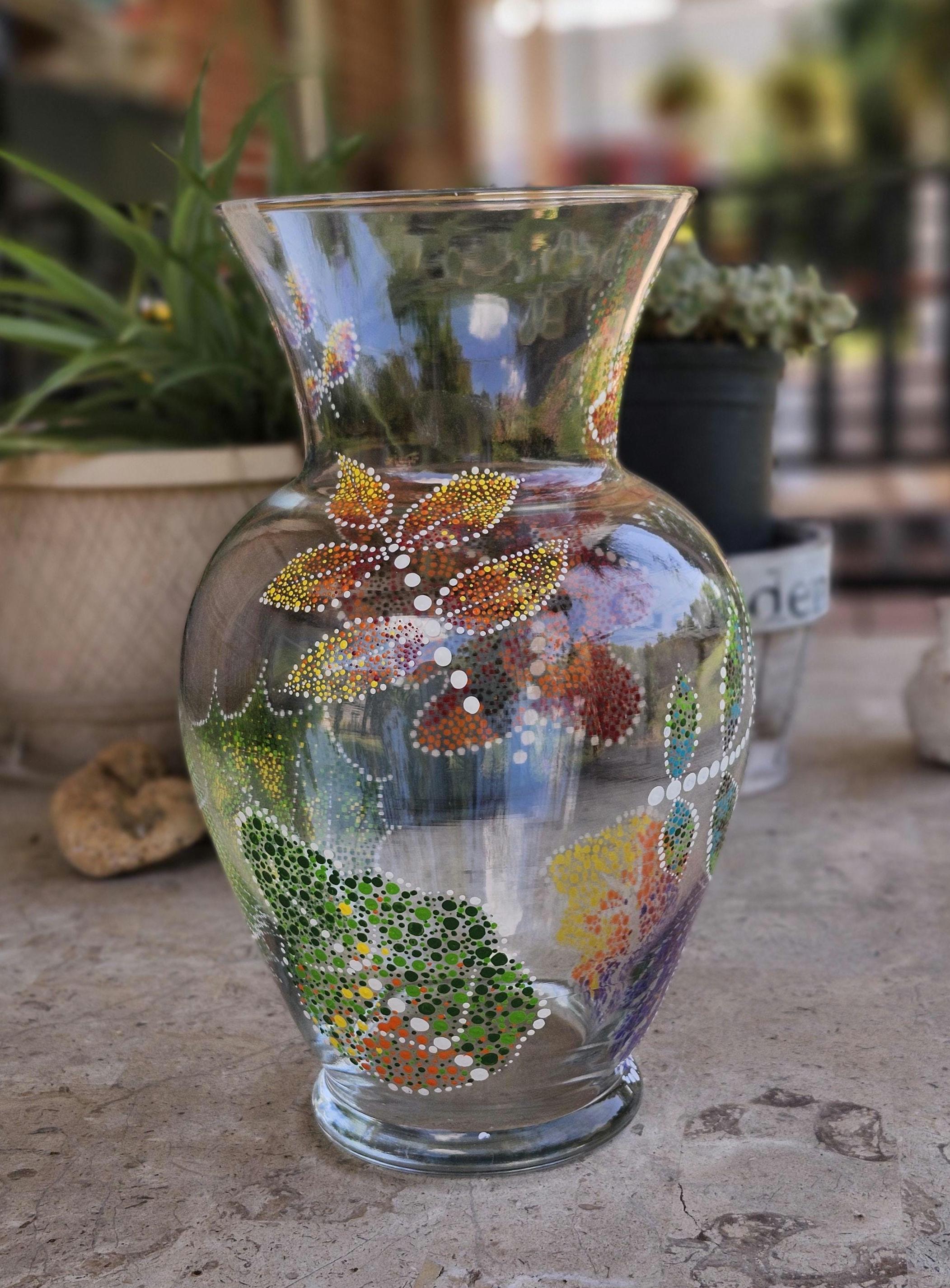 Glass Vase, Hand Painted, Fall Leaves, Fall Themed, 10.5inx5.5 In - Etsy