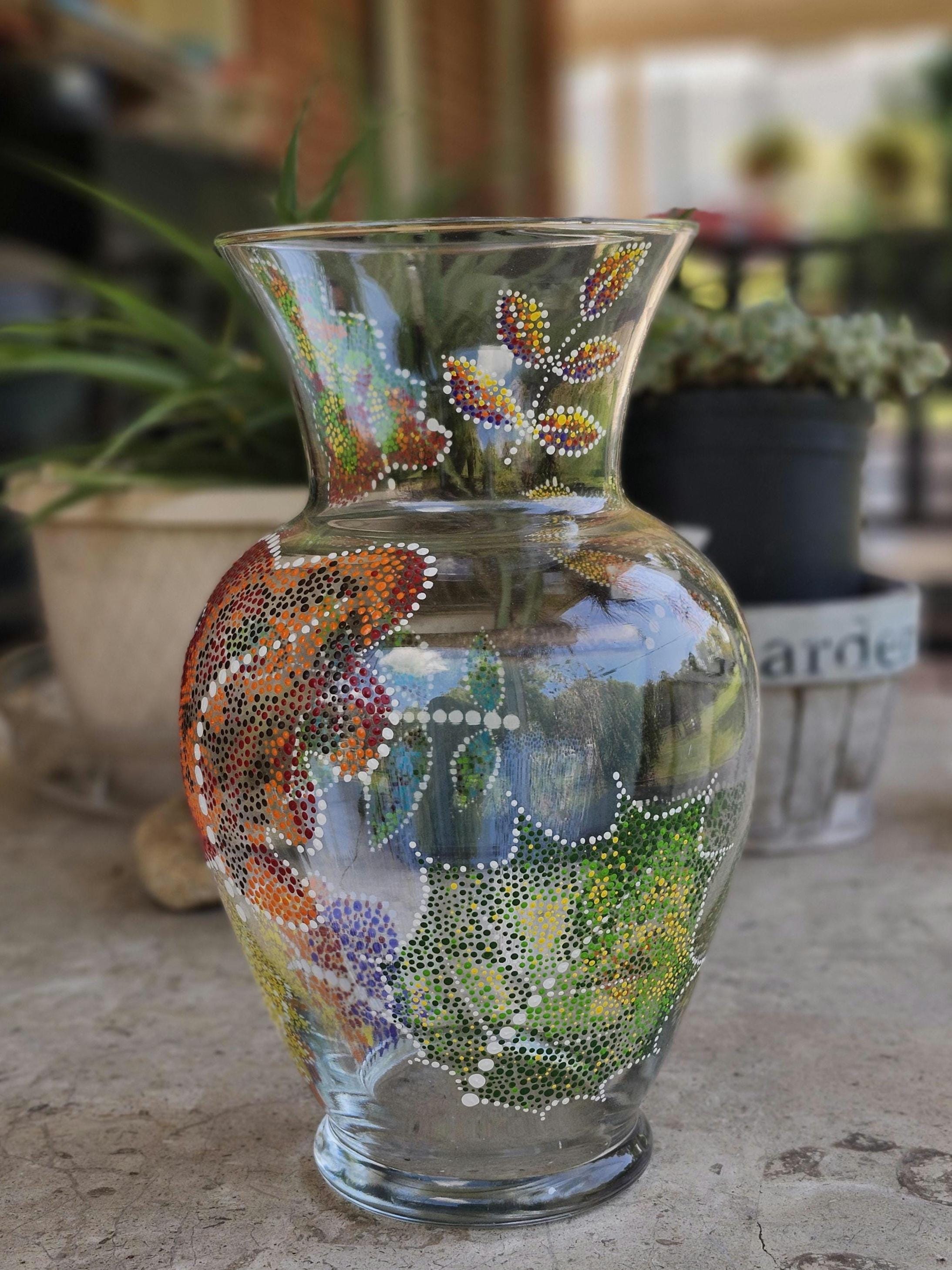 Glass Vase, Hand Painted, Fall Leaves, Fall Themed, 10.5inx5.5 In - Etsy