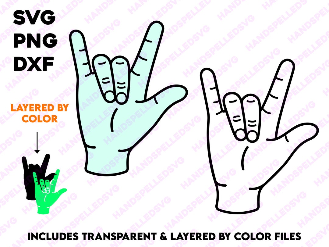 I Love You American Sign Language Hand SVG PNG DXF | Layered by Color ...