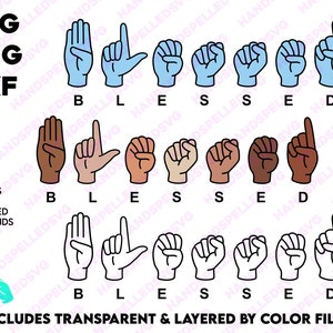 Blessed American Sign Language Alphabet SVG PNG DXF | Layered by Color ...
