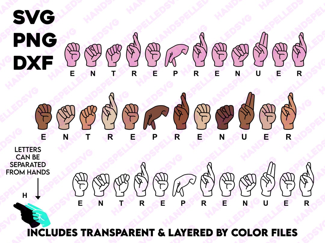 Entrepreneur American Sign Language Alphabet SVG PNG DXF Layered by ...
