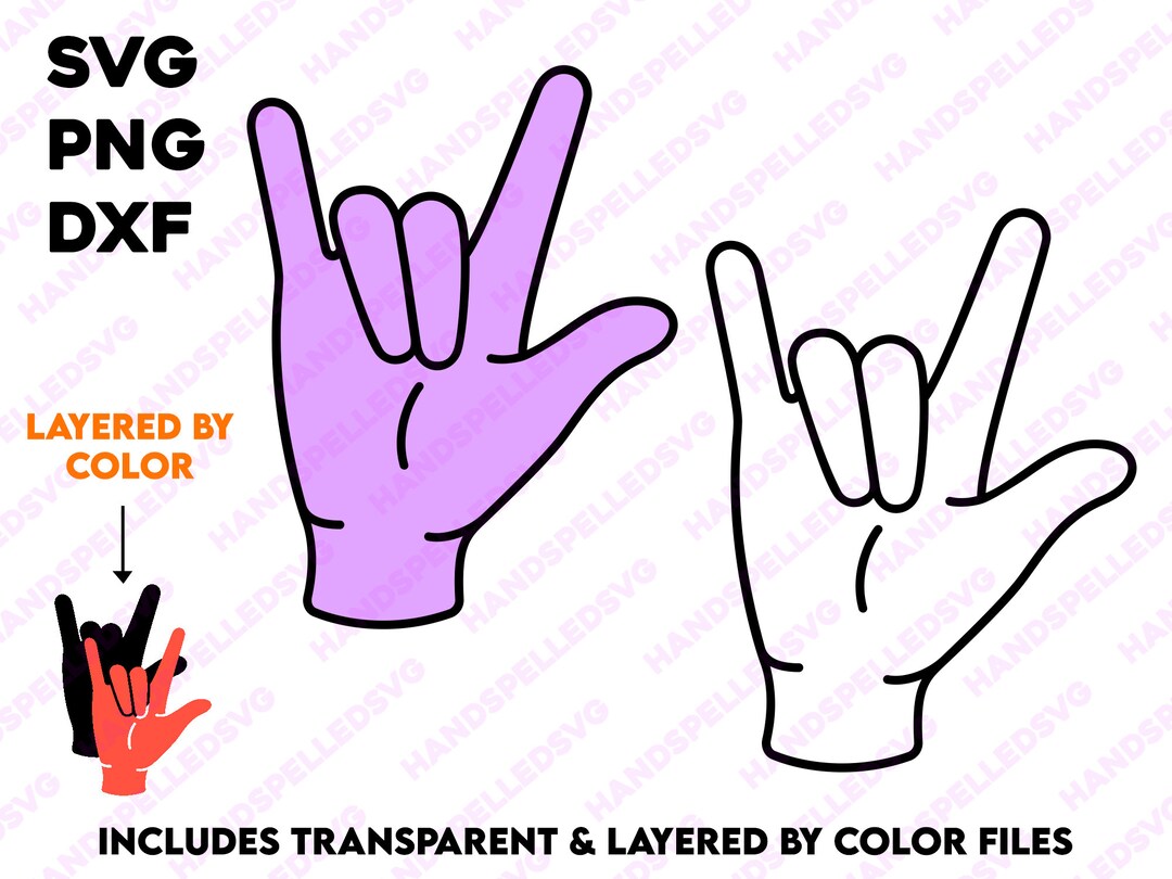 I Love You American Sign Language Hand SVG PNG DXF | Layered by Color ...