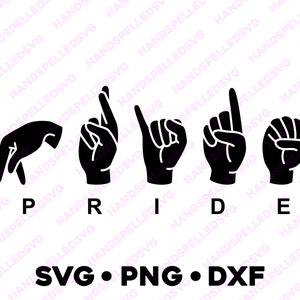 Pride American Sign Language Alphabet SVG PNG DXF Layered by Color Gay ...