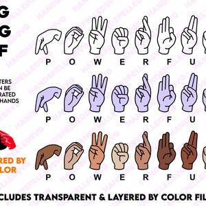 Powerful American Sign Language Alphabet SVG PNG DXF | Layered by Color ...