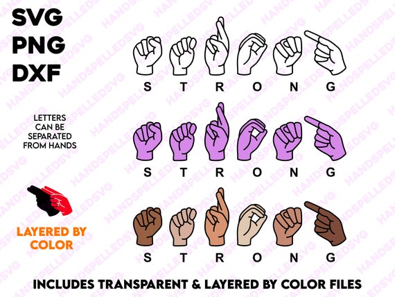 Strong American Sign Language Alphabet SVG PNG DXF Layered - Etsy
