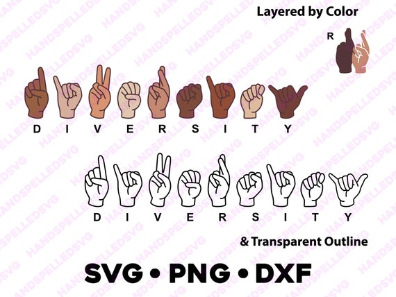 Diversity American Sign Language Alphabet SVG PNG DXF | Etsy