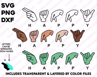 American Sign Language Asl Complete Alphabet & Numbers 0-10 PNG SVG DXF ...