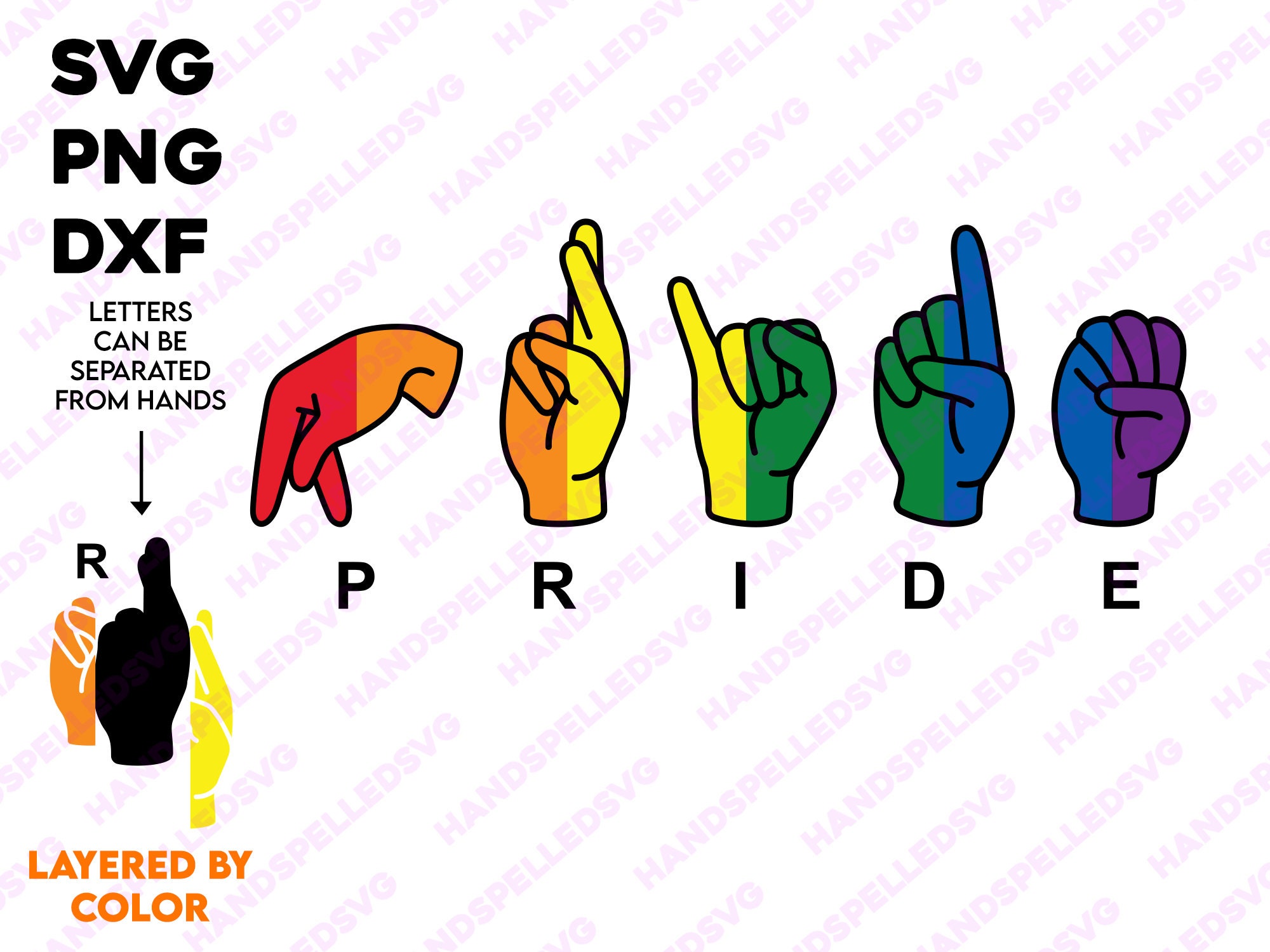 Pride American Sign Language Alphabet SVG PNG DXF Layered by - Etsy