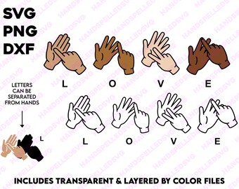 Xoxo American Sign Language Alphabet SVG PNG DXF Layered by Color Love ...