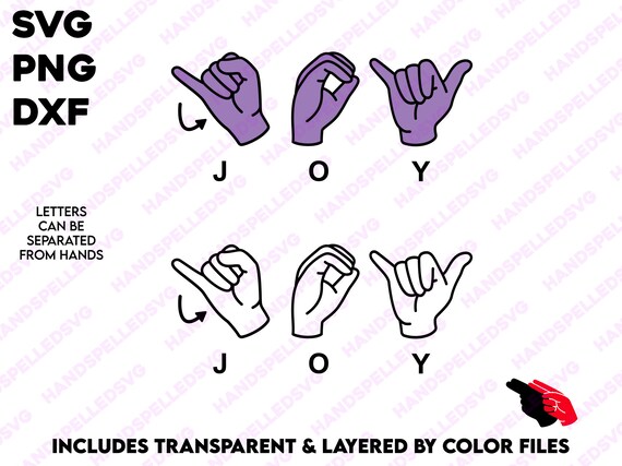 Joy American Sign Language Alphabet SVG PNG DXF Layered by | Etsy