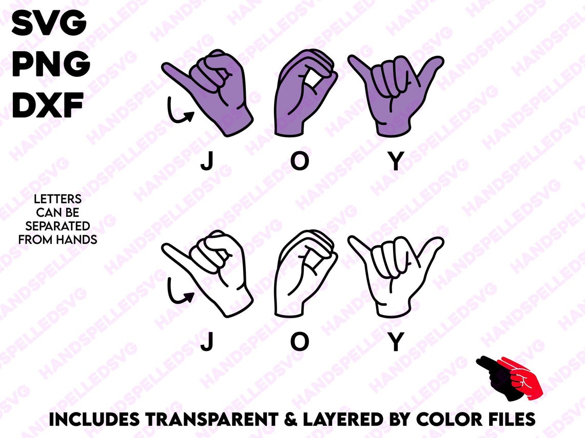 Joy American Sign Language Alphabet SVG PNG DXF Layered by - Etsy