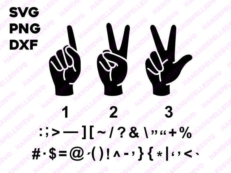 American Sign Language Asl Complete Alphabet & Numbers 0-10 PNG SVG DXF ...