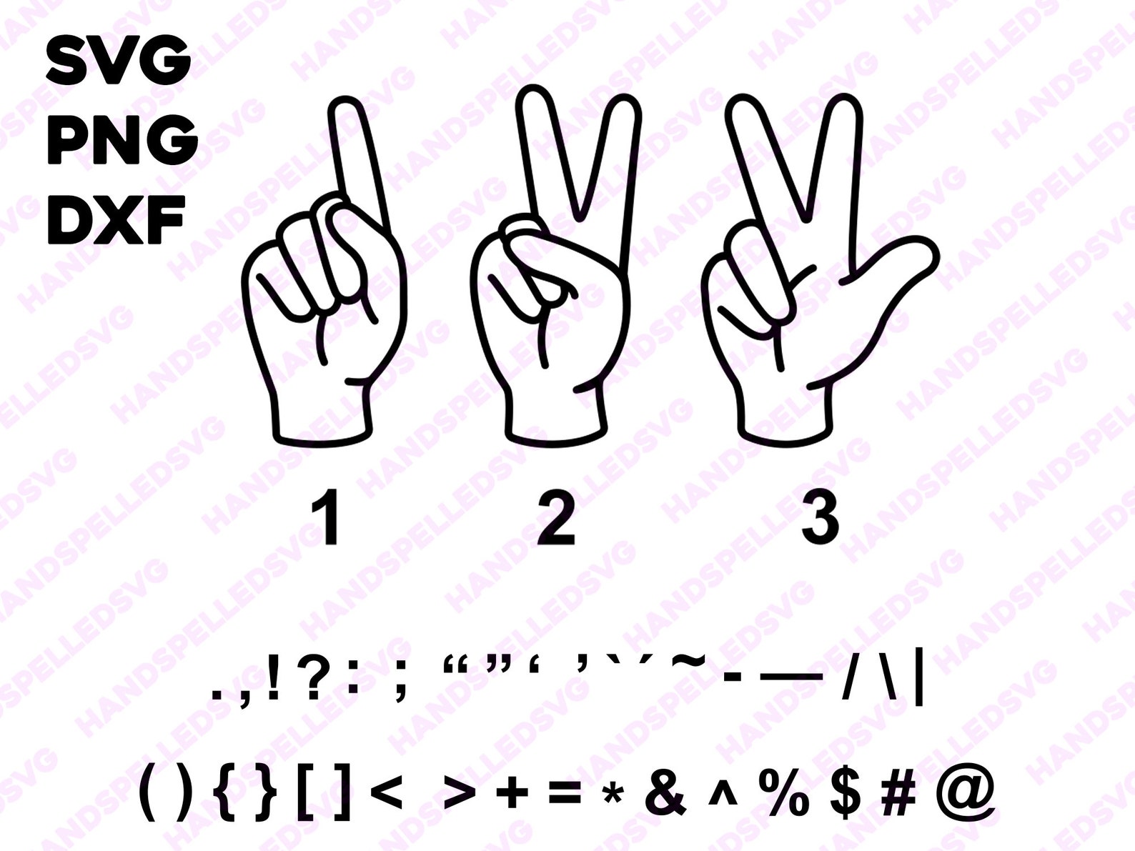 American Sign Language Asl Complete Alphabet & Numbers 0-10 PNG SVG DXF ...