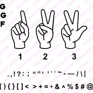 American Sign Language Asl Complete Alphabet & Numbers 0-10 PNG SVG DXF ...
