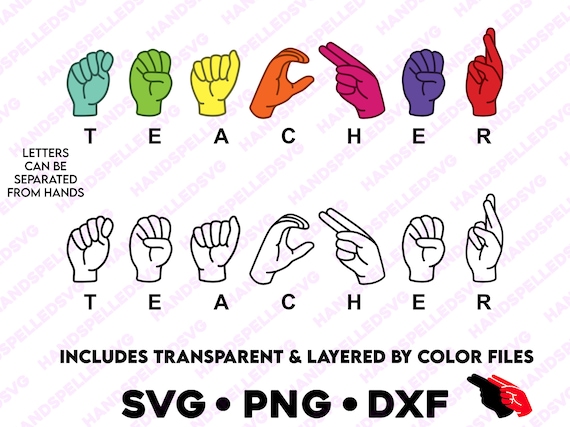 Teacher American Sign Language Alphabet SVG PNG DXF Layered - Etsy